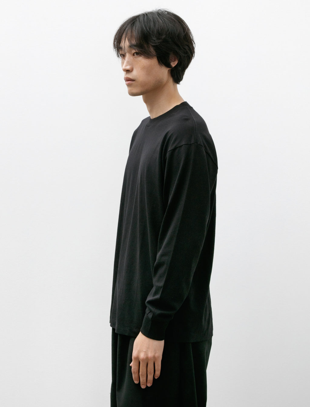 Comoli Cotton Jersey Long Sleeve T-Shirt Black – Neighbour