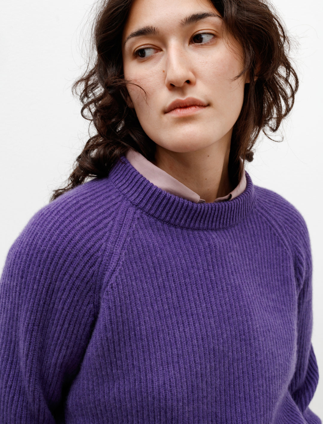 Cristaseya Ribbed Raglan Cashmere Sweater Purple – Neighbour