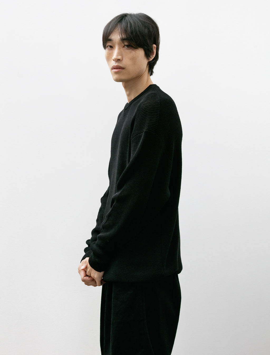 Graphpaper Linen Solotex Loose Rib Crew Neck Black – Neighbour