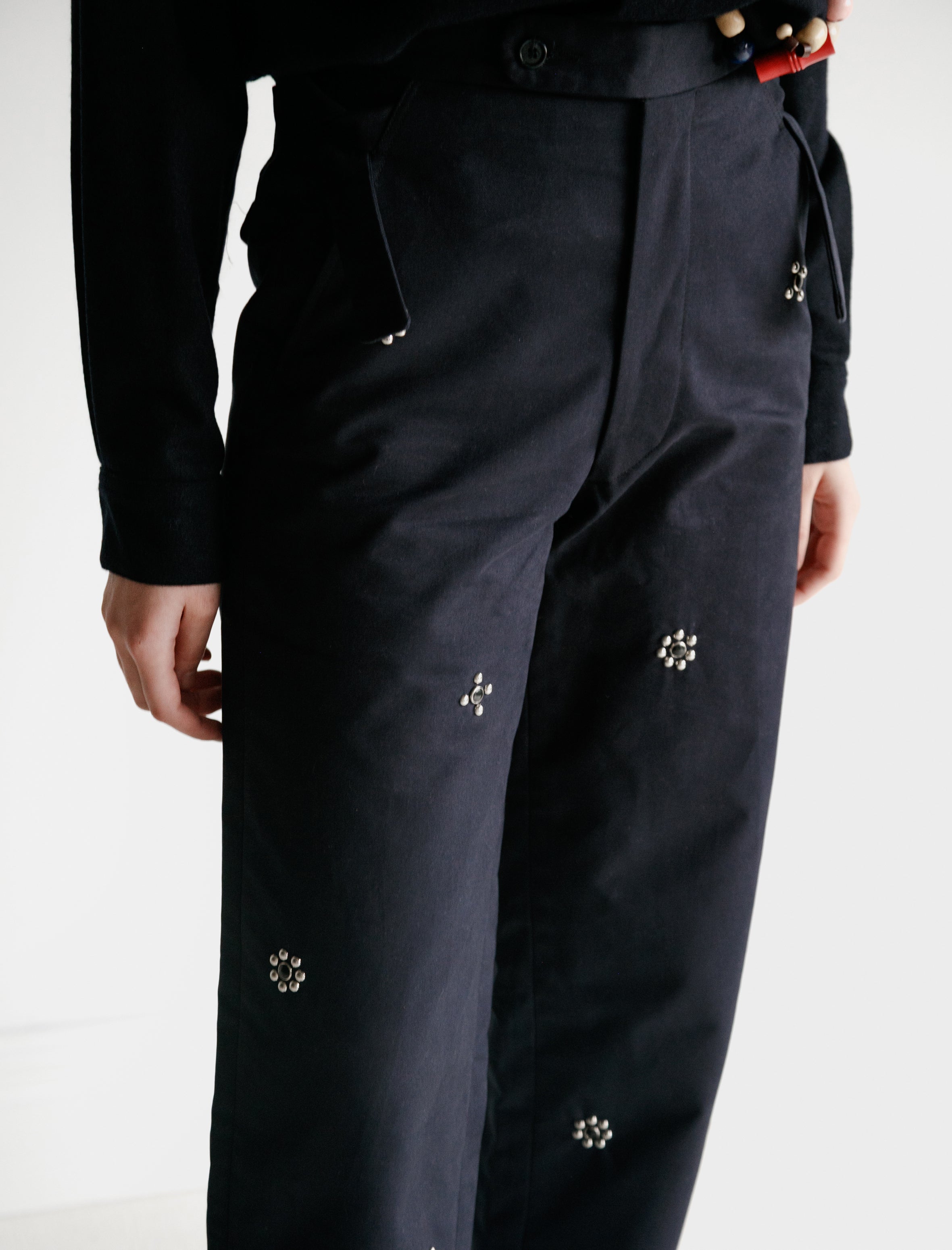 Bode Navy Studded Side Tie Trouser – Neighbour
